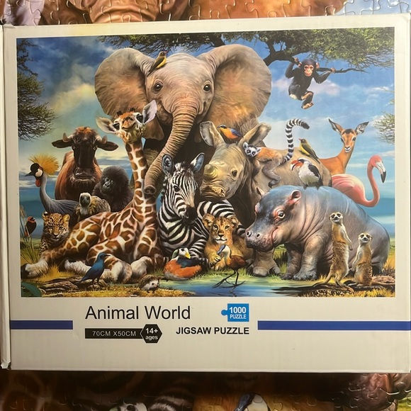 Games | 100 Piece Animal World Puzzle With Poster And Letters On Back ...
